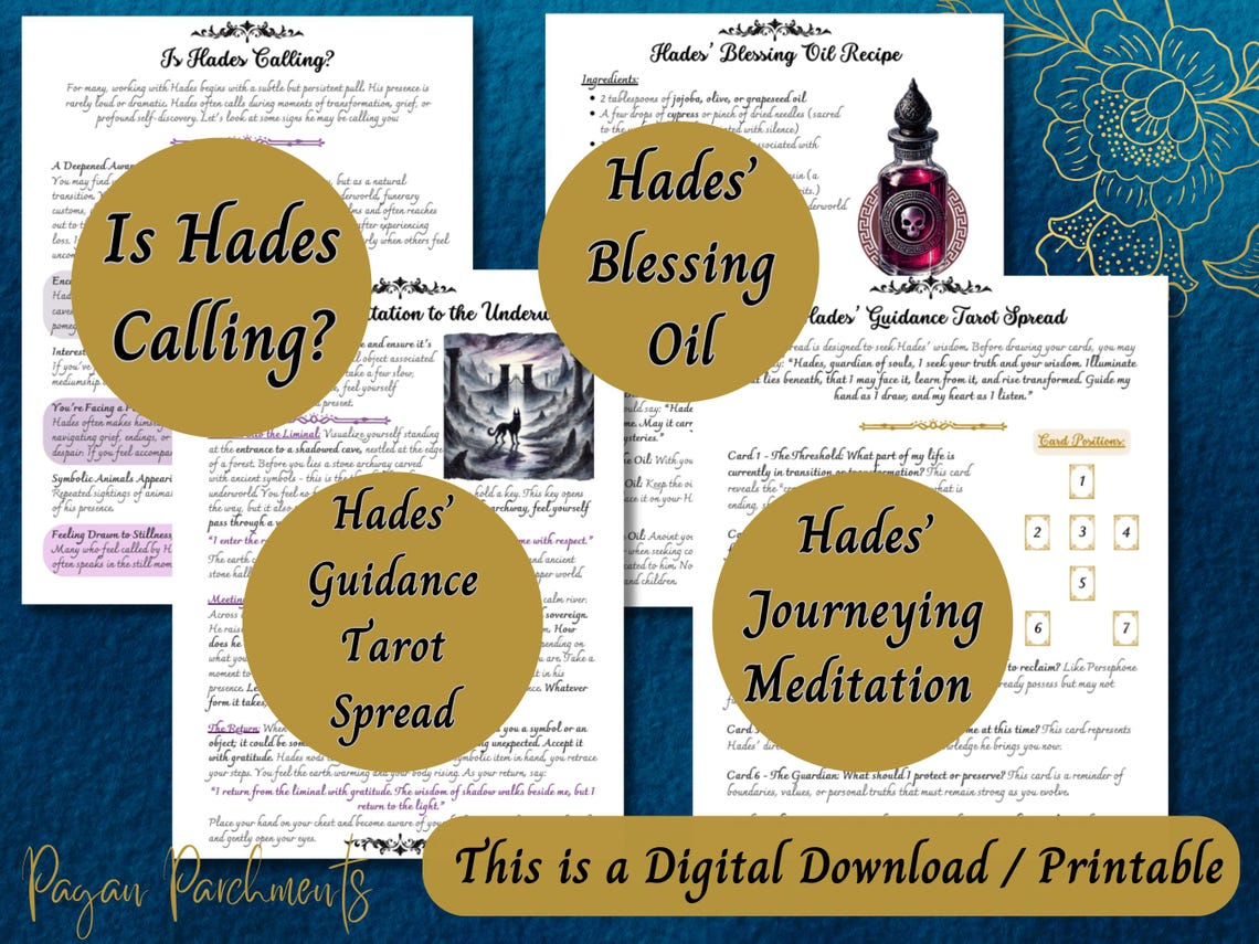 Hades Grimoire Printable: Greek God of the Underworld Book of Shadows ...