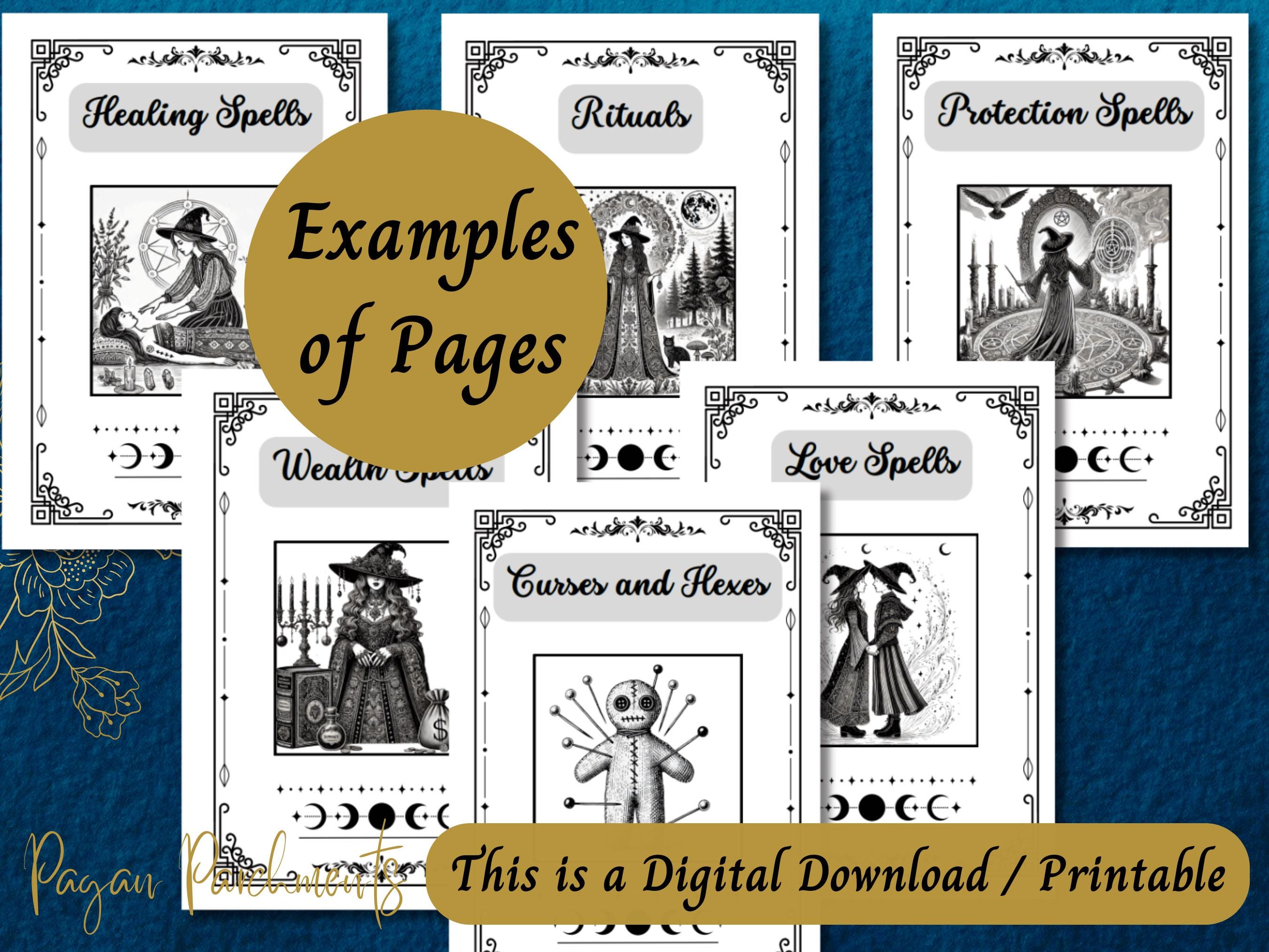 Printable Grimoire Page Section Dividers, Book of Shadows Insert Pages ...