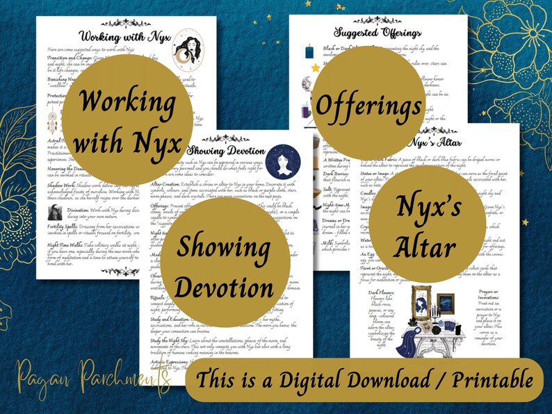 Nyx's Grimoire, Greek Goddess of Night, Book of Shadows (printable PDF ...