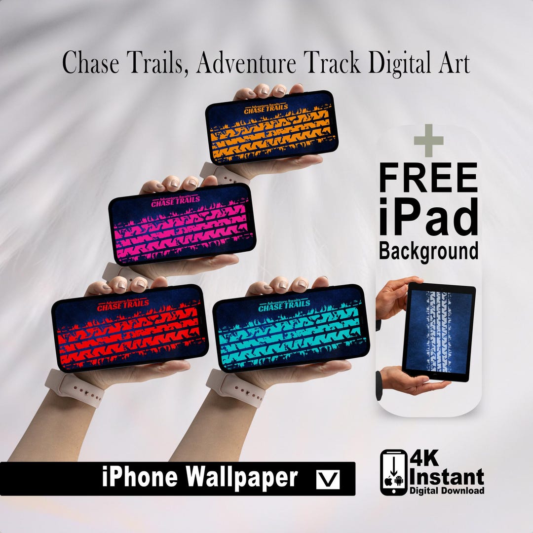 Chase Trails iPhone Wallpaper Set of 4, Adventure Track 4K Lock Screen ...