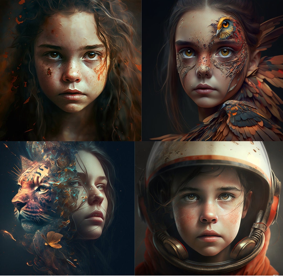 Set of 4 Amazing Pictures of Ai Created Girls - Etsy