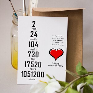 2nd Anniversary Card Printable, Second Anniversary Digital Download ...