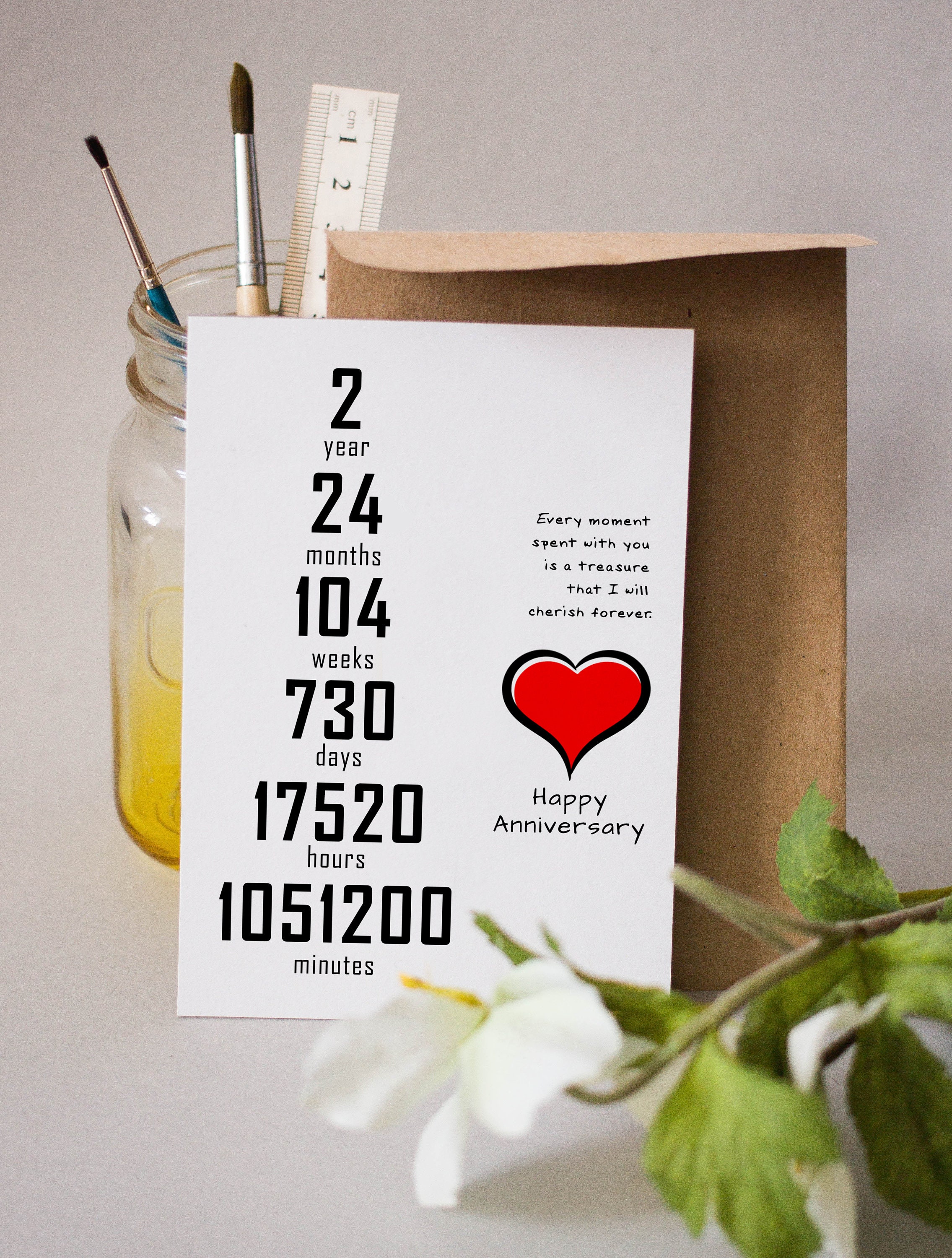 2nd Anniversary Card Printable, Second Anniversary Digital Download ...