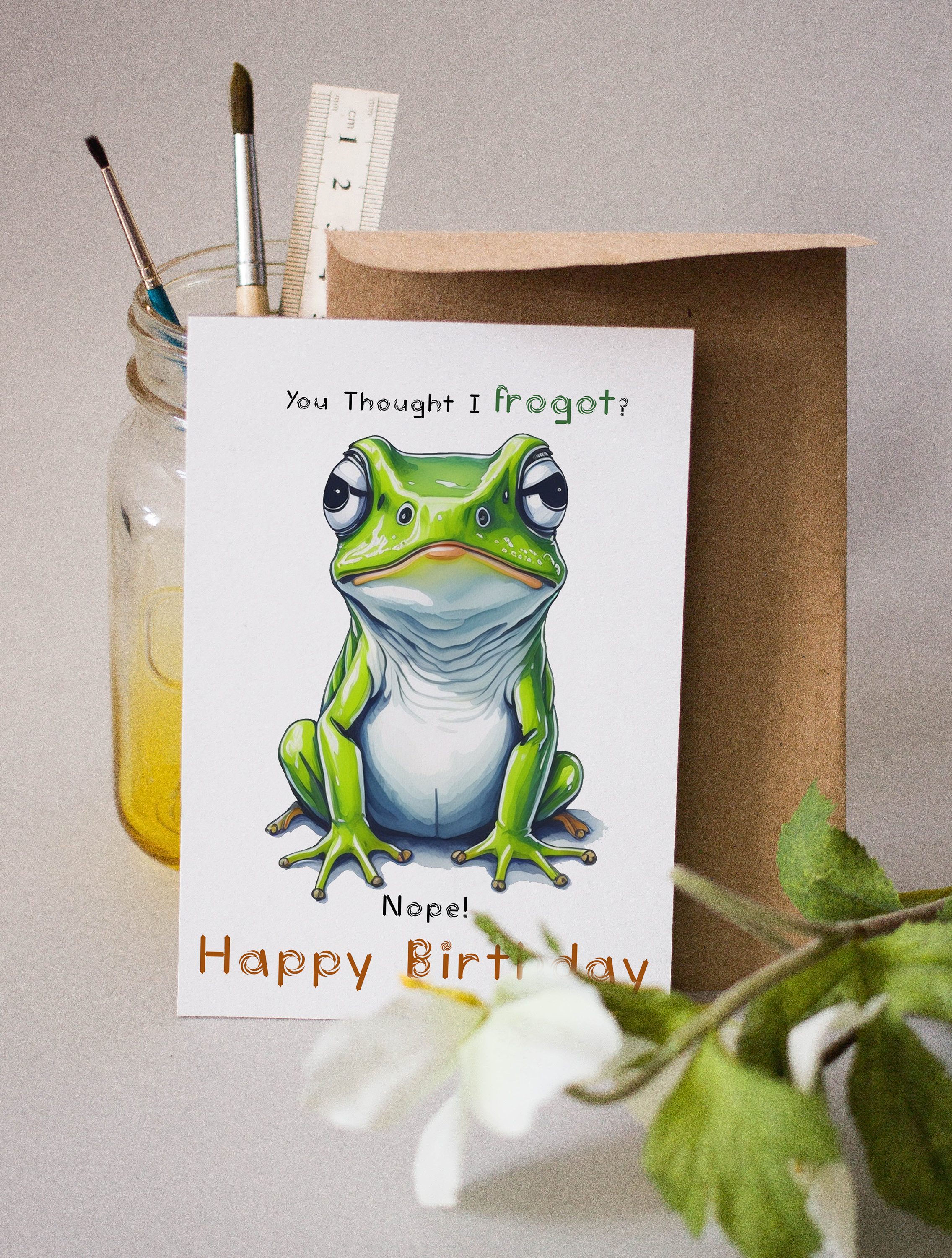 Frog Birthday Card. "you Thought I Frogot?", Birthday Card, Printable ...
