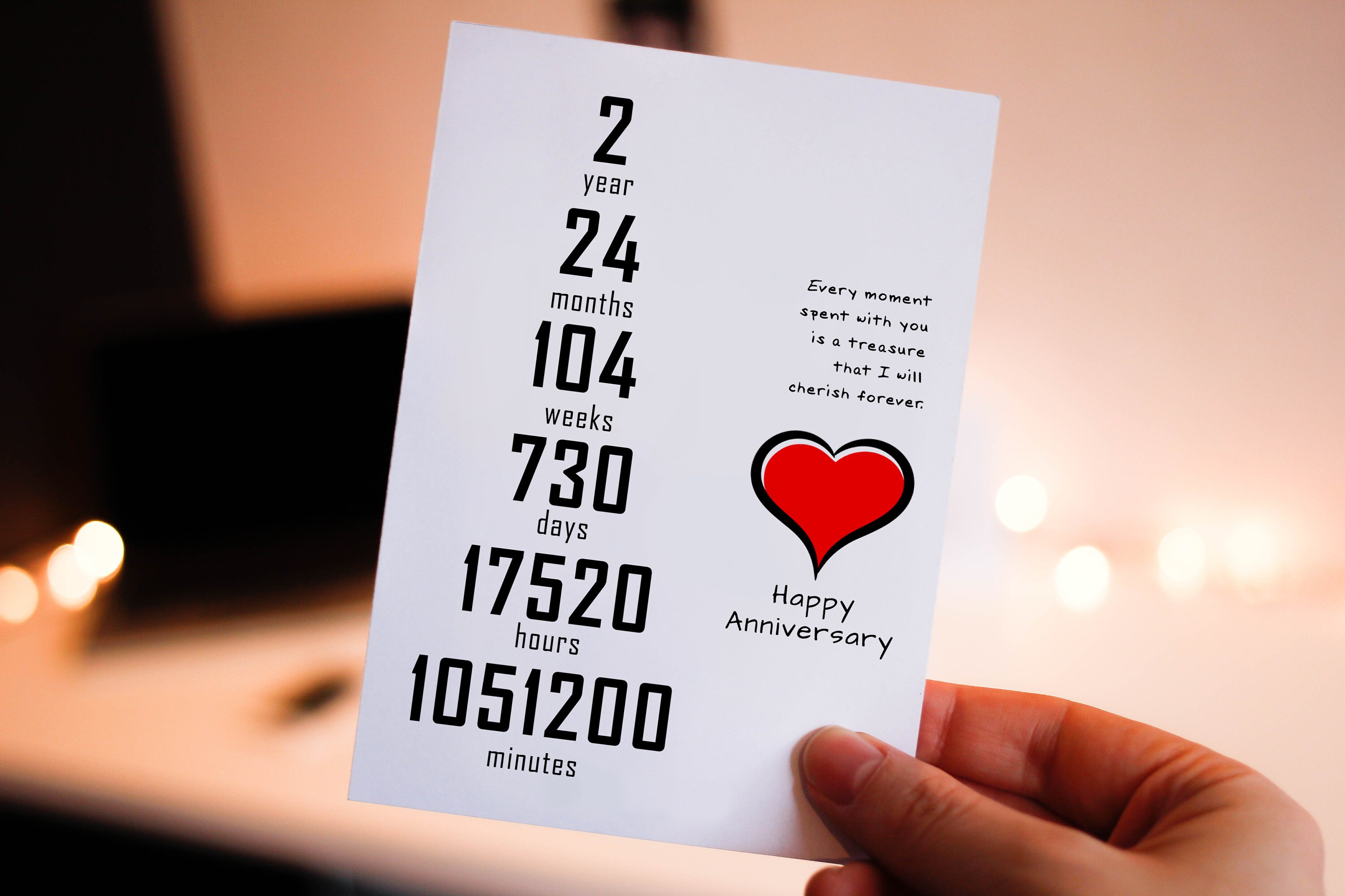 2nd Anniversary Card Printable, Second Anniversary Digital Download ...