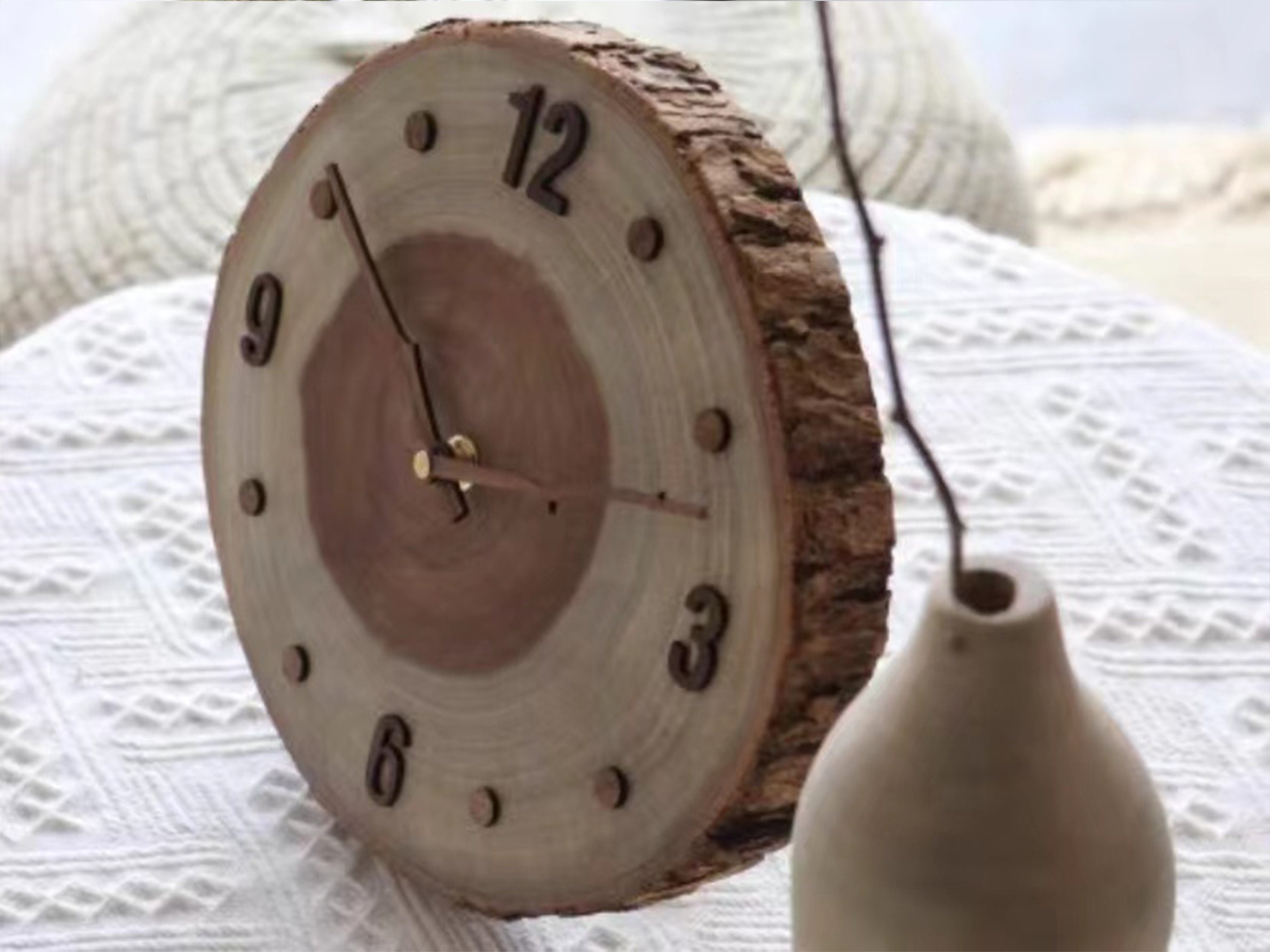 Natural Solid Wood Clock Wall Decor Cute Handmade Wooden - Etsy