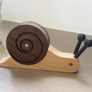 Wooden Snail Coasters Set of 5 With Holder Desktop Decoration Gift ...