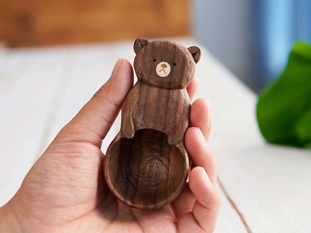 Personalized Wooden Bear Coffee Bean Spoon Desktop Decor Gifts for Mom ...
