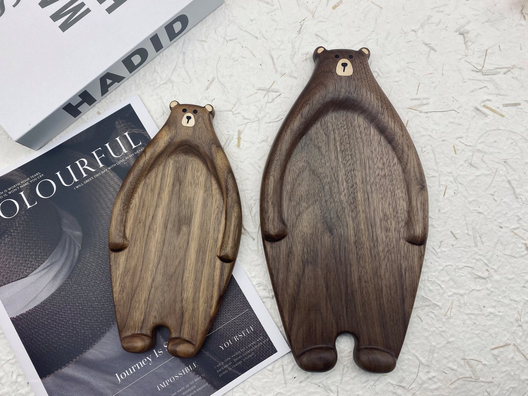 Personalized Wooden Bear Tray, Wood Animal Tray for Food Storage Gift ...