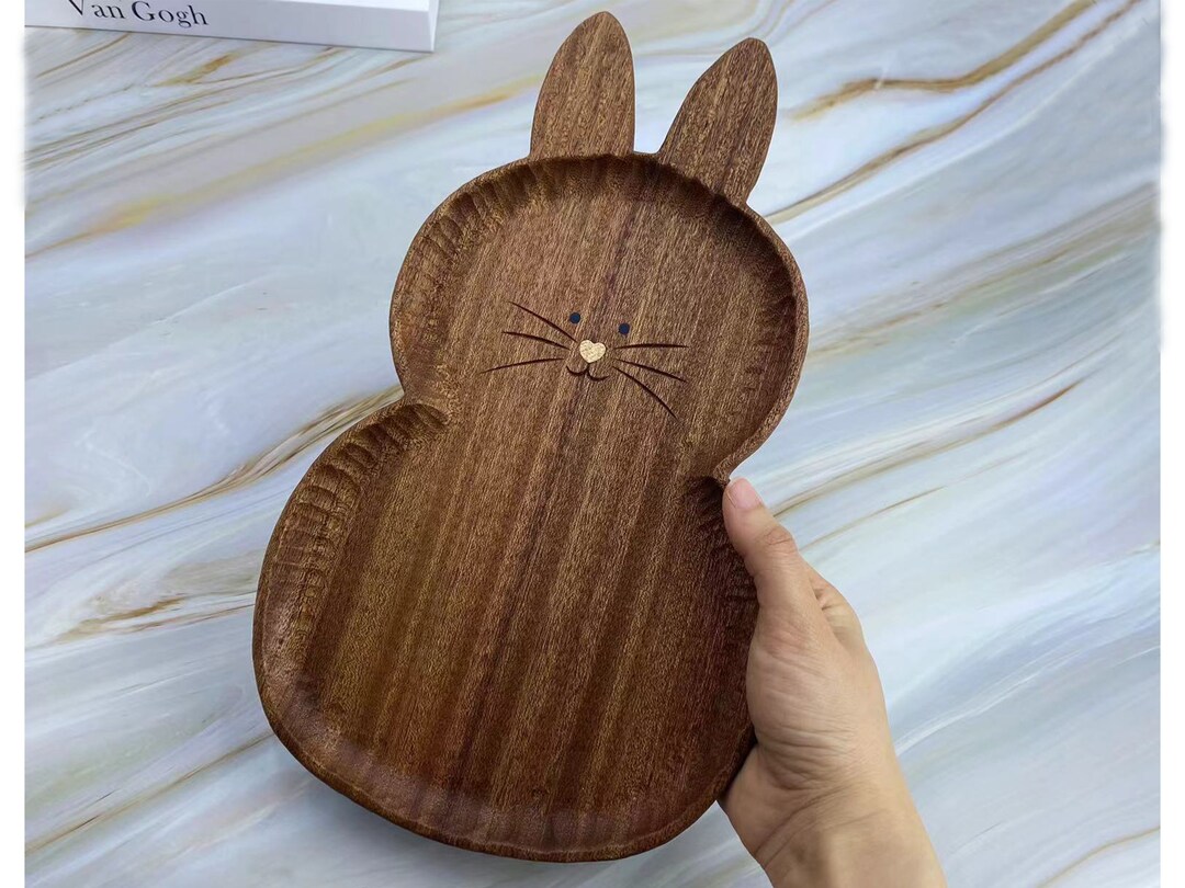 Personalized Wooden Rabbit Tray, Unique Wooden Animal Kid Serving ...