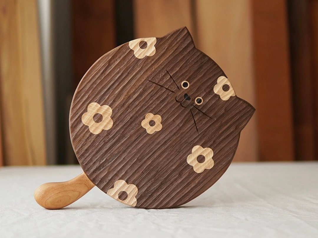 Personalized Wooden Cat Tray, Custom Cute Wooden Animal Serving Plates ...