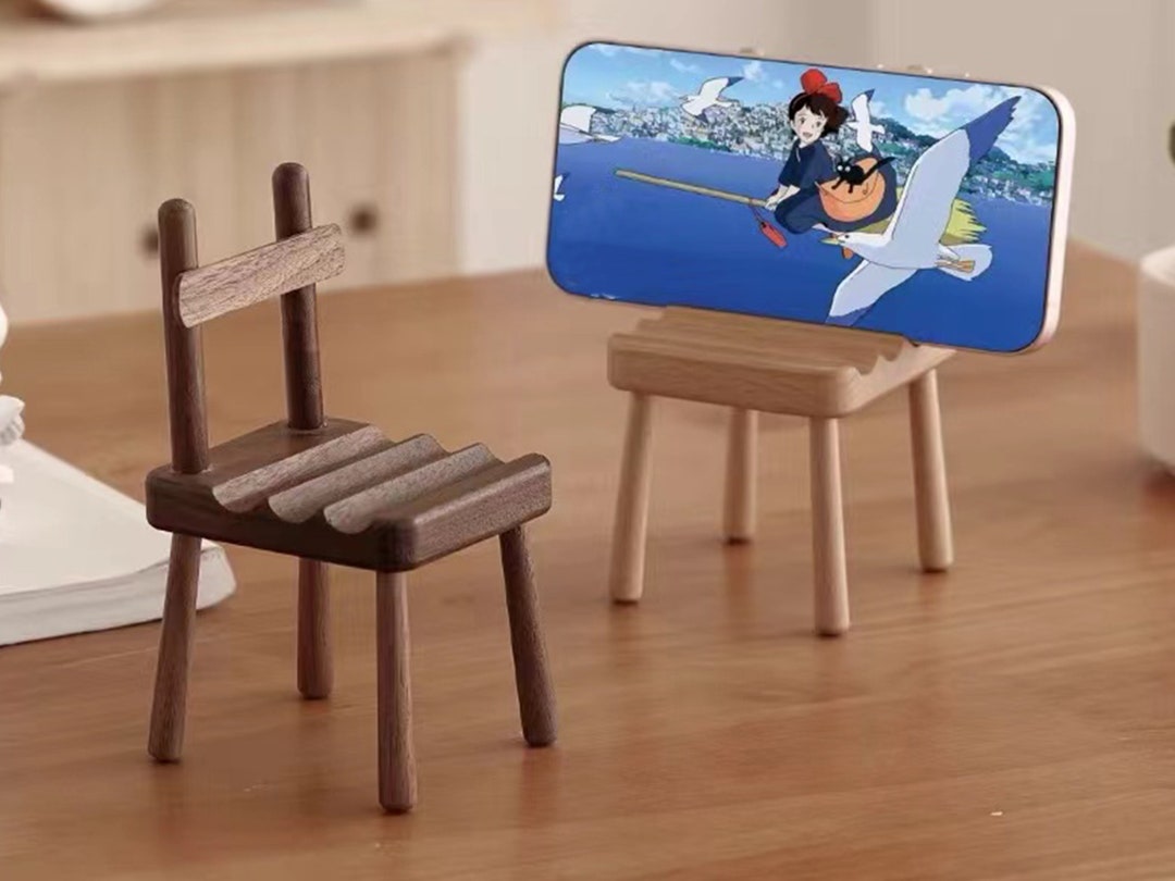 Wooden Mini Chair Phone Stands for Desk, Creative Android/iphone Stand ...