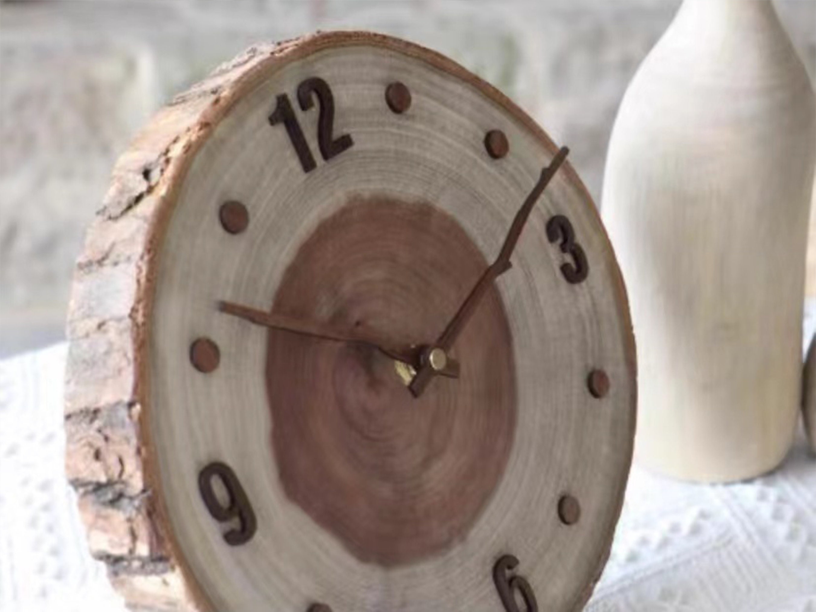 Natural Solid Wood Clock Wall Decor Cute Handmade Wooden - Etsy