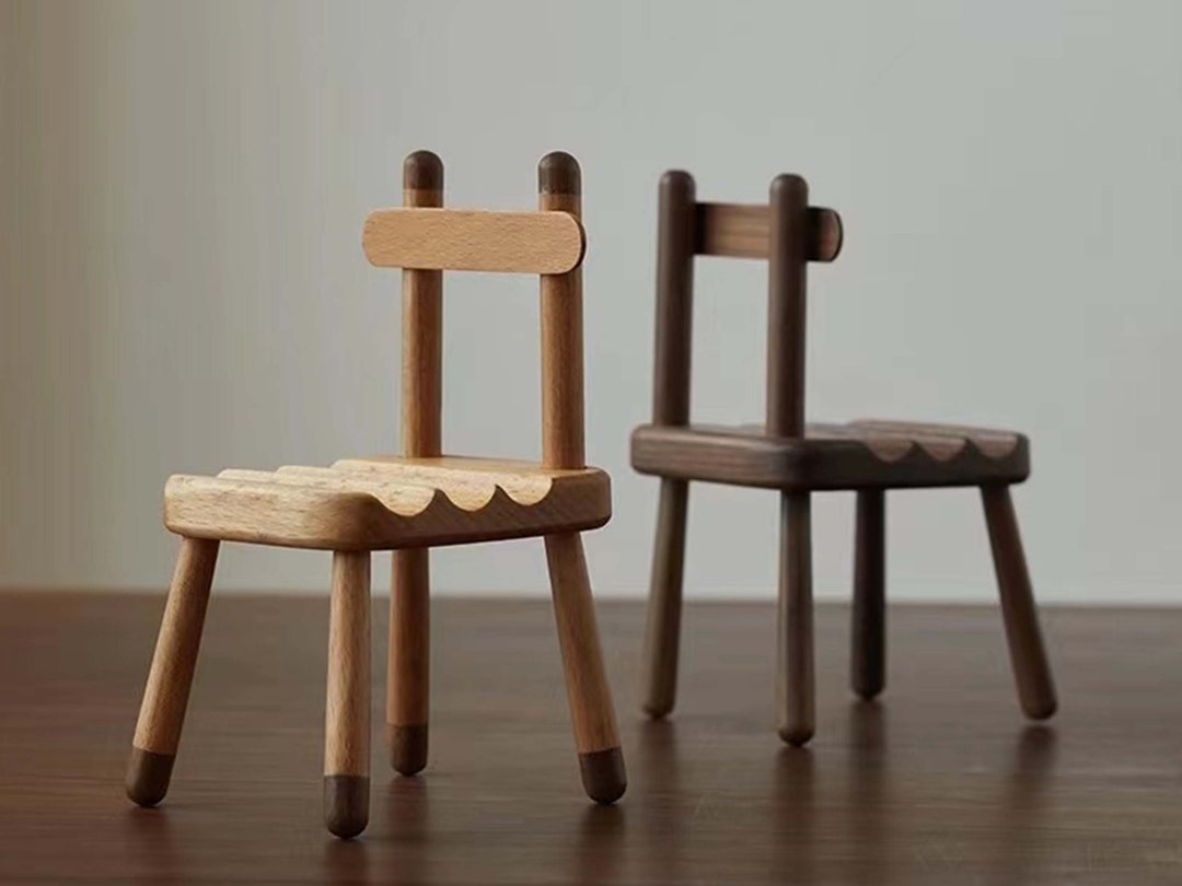 Wooden Mini Chair Phone Stands for Desk, Creative Android/iphone Stand ...