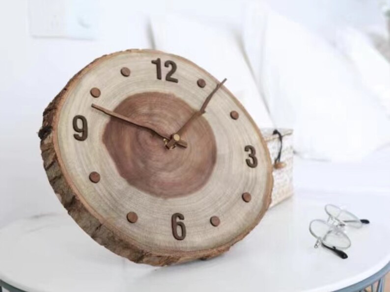 Natural Solid Wood Clock Wall Decor Cute Handmade Wooden - Etsy