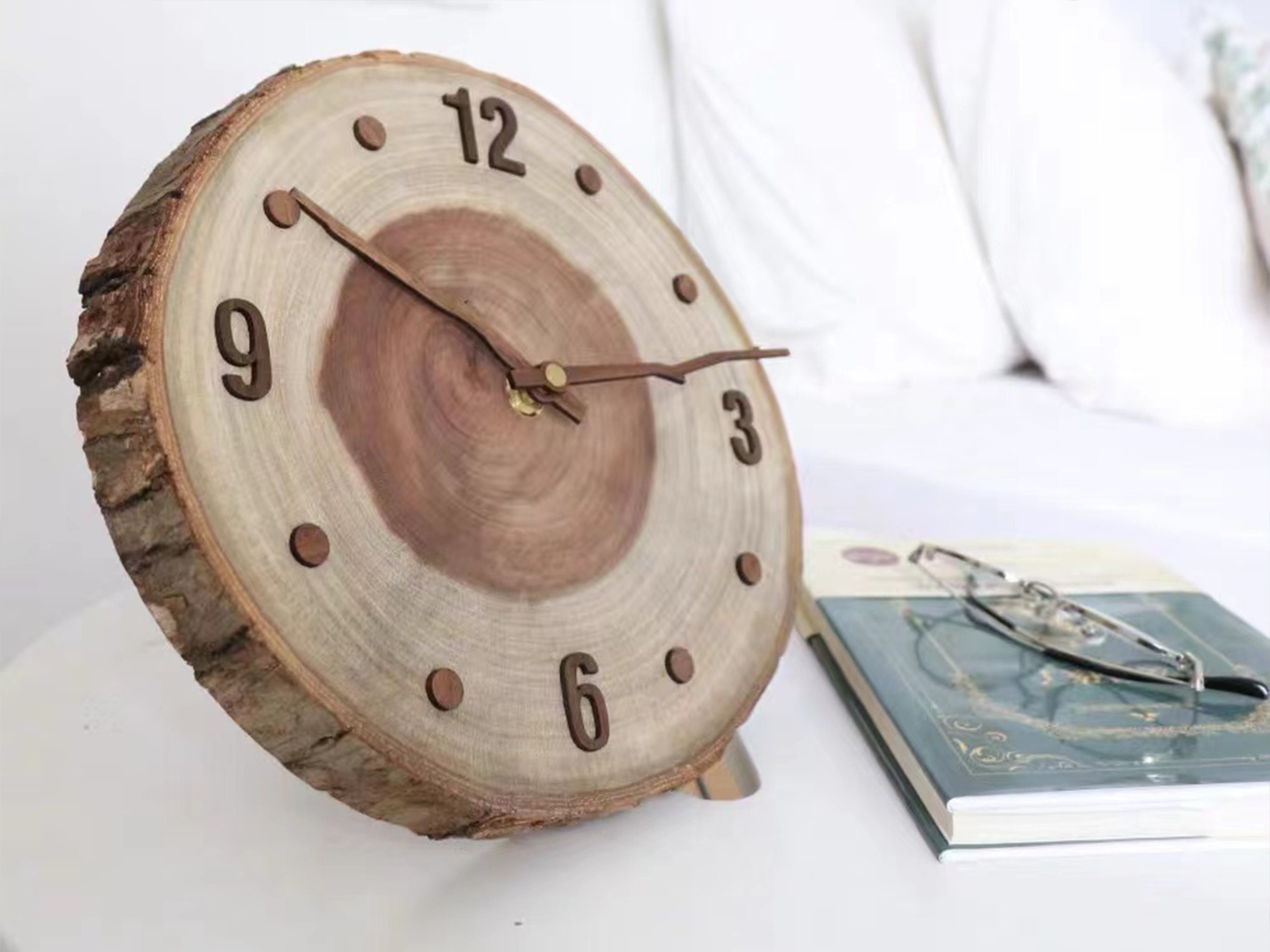 Natural Solid Wood Clock Wall Decor Cute Handmade Wooden - Etsy