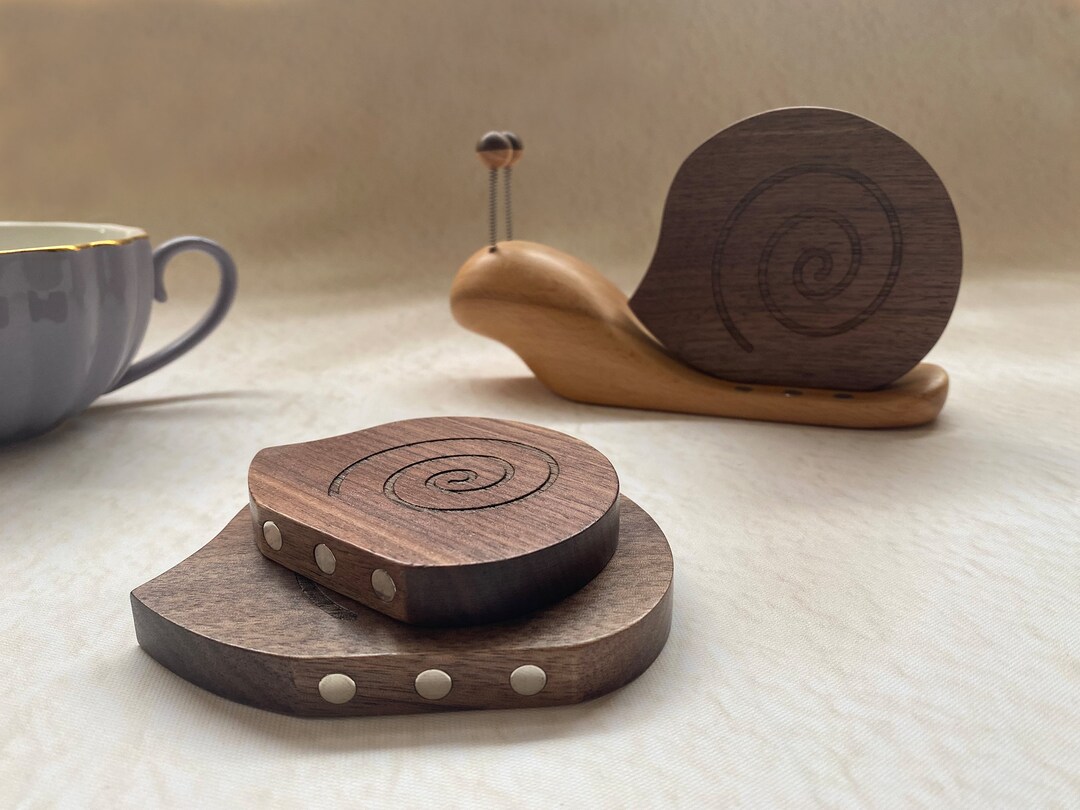 Personalized Snail Coasters Set of 5 With Holder Desktop Decor Gift ...
