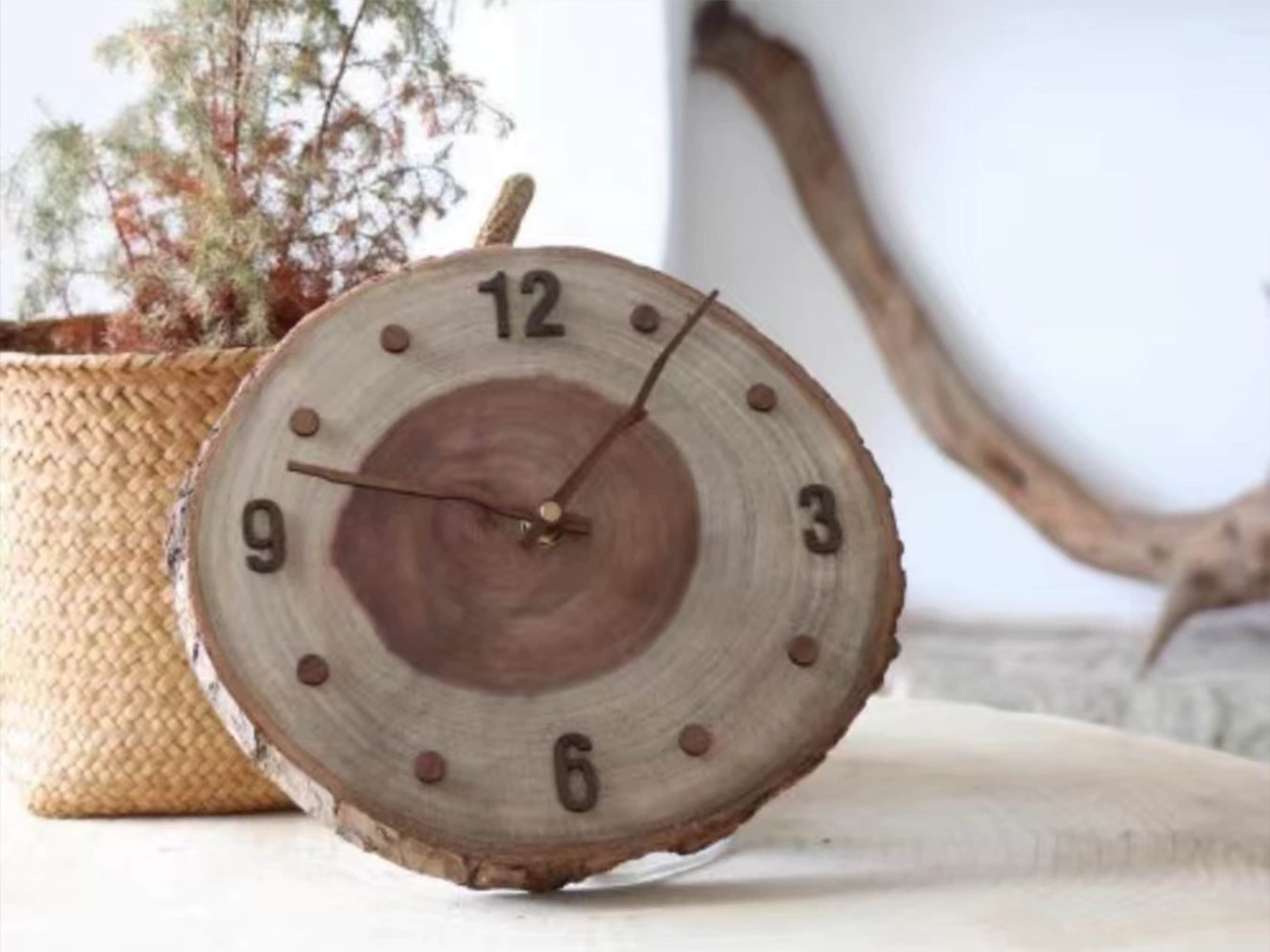 Natural Solid Wood Clock Wall Decor Cute Handmade Wooden - Etsy
