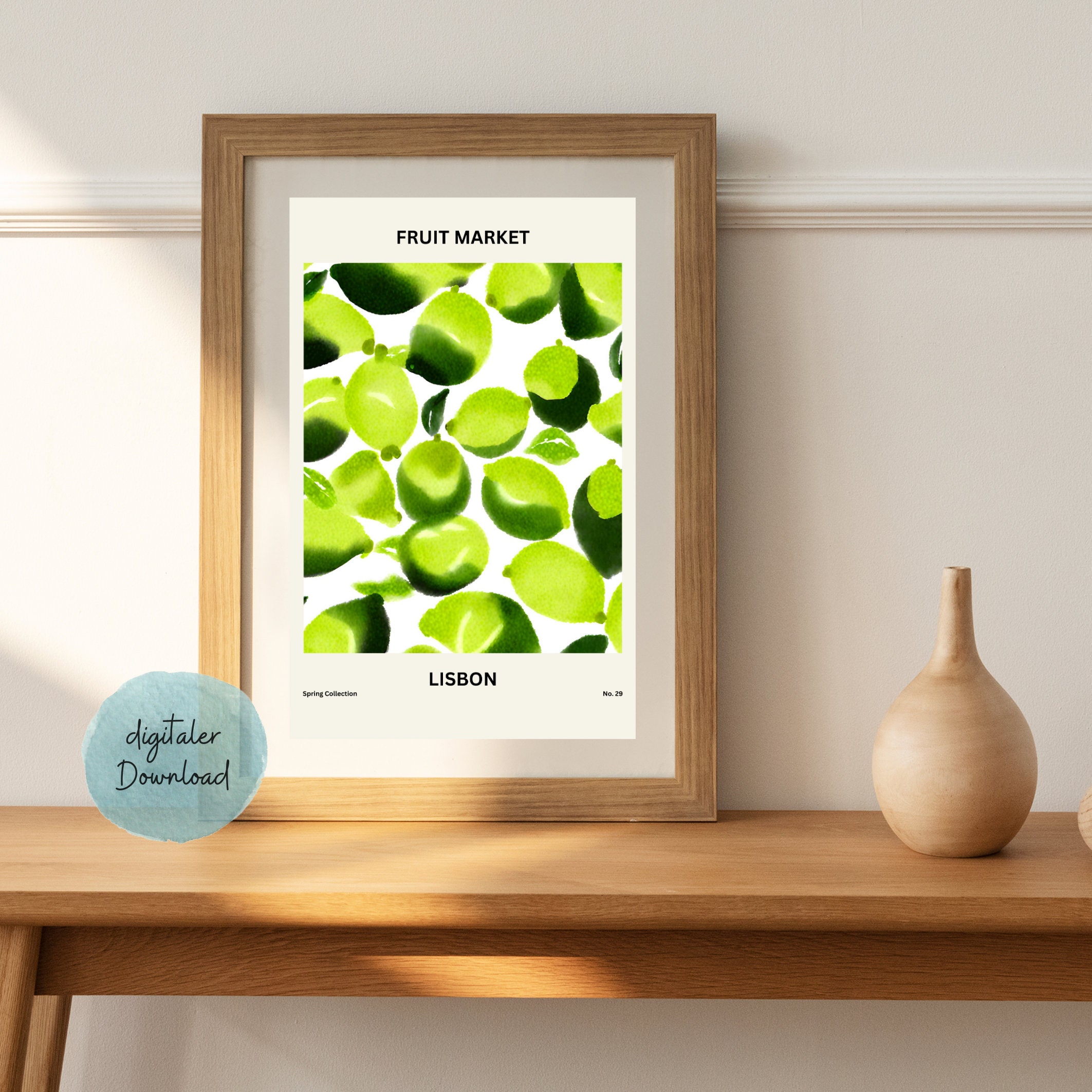 Poster Lime Poster Kitchen Fruit Market Digital Download Watercolor ...