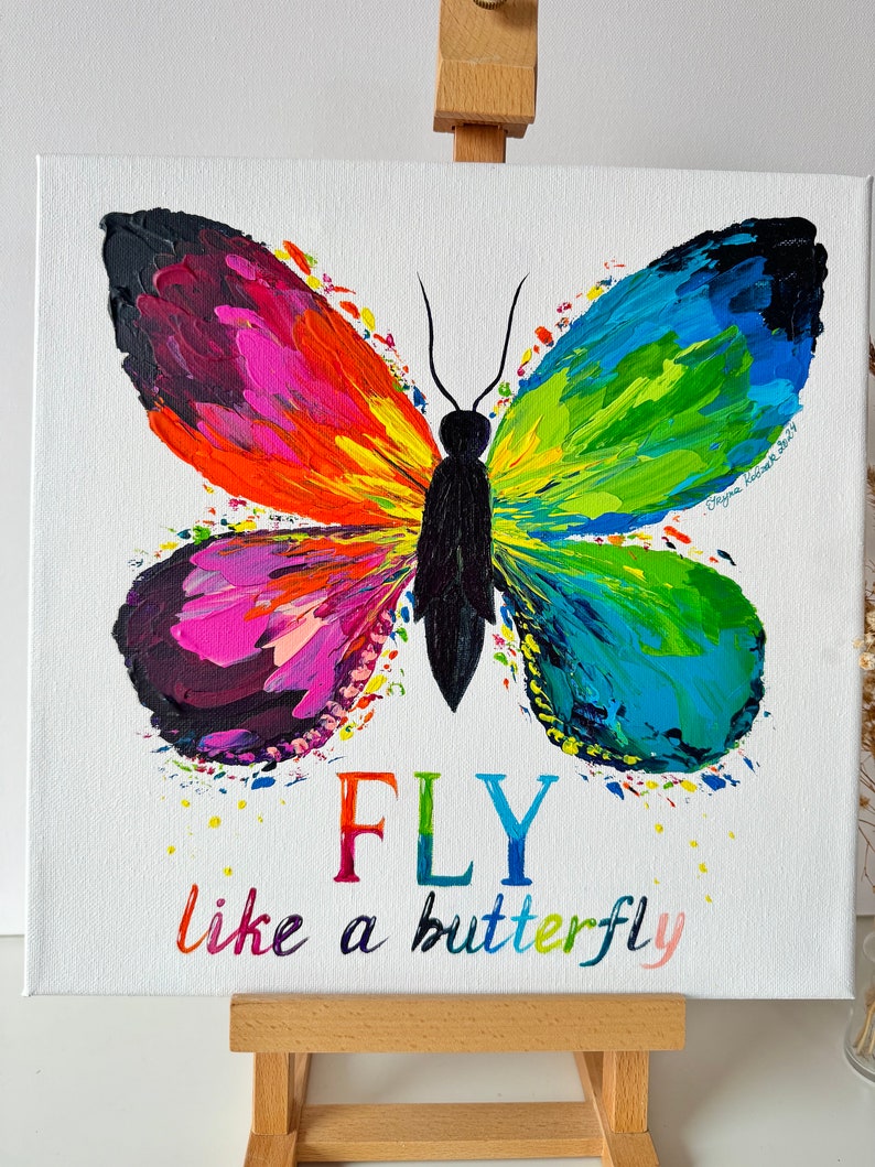 Textured Butterfly Painting: Original Acrylic Artwork (11.8x11.8 ...
