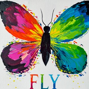 Textured Butterfly Painting: Original Acrylic Artwork (11.8x11.8 ...