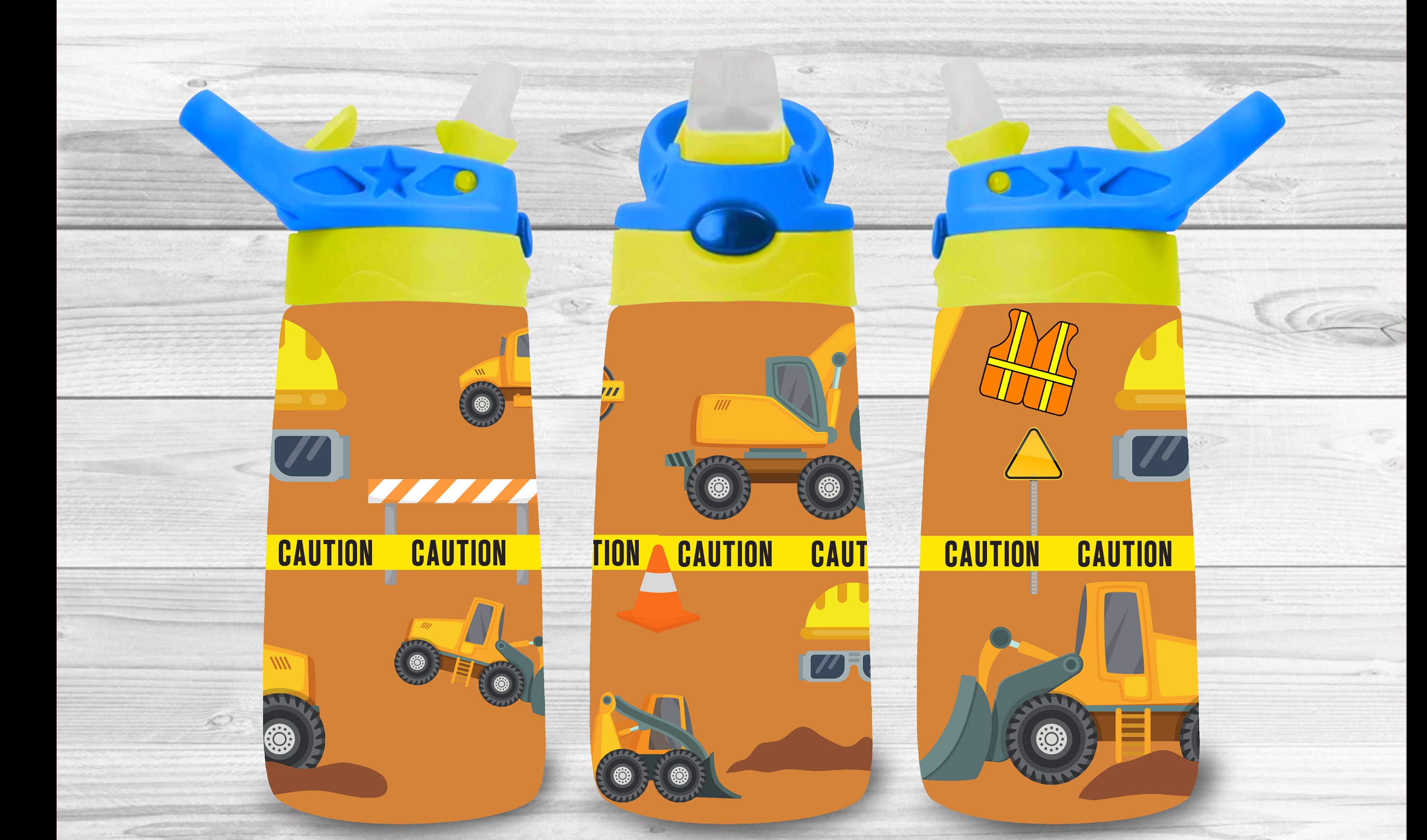 12oz Kids Construction Tumbler Wrap/ Diggers and Dozers PNG ...