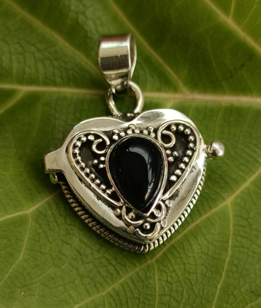 Poison Pendant Heart Shaped Black Onyx 925 Sterling Silver - Etsy
