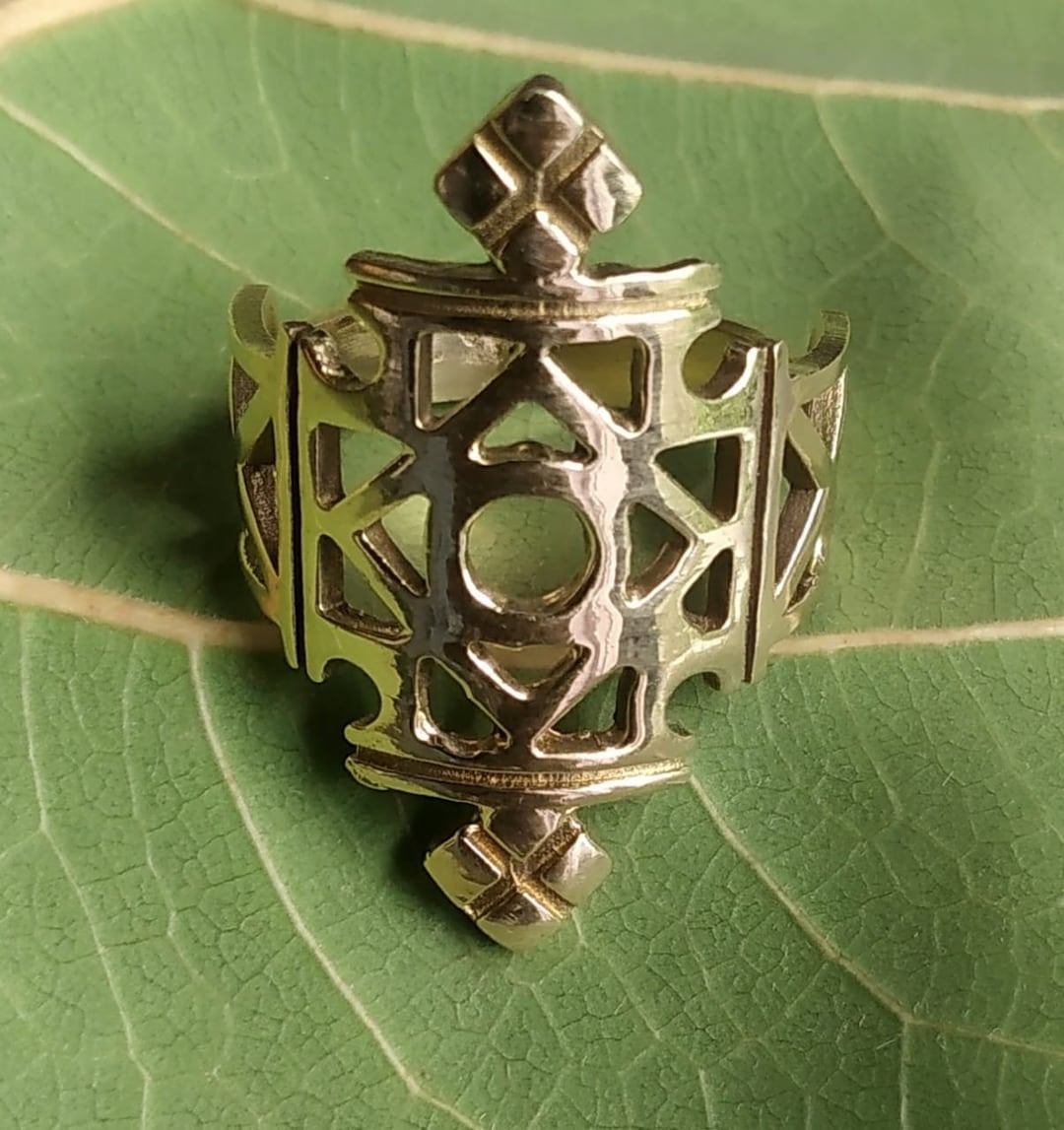 Vintage Coptic Cross Pattern Brass Open Ring - Etsy