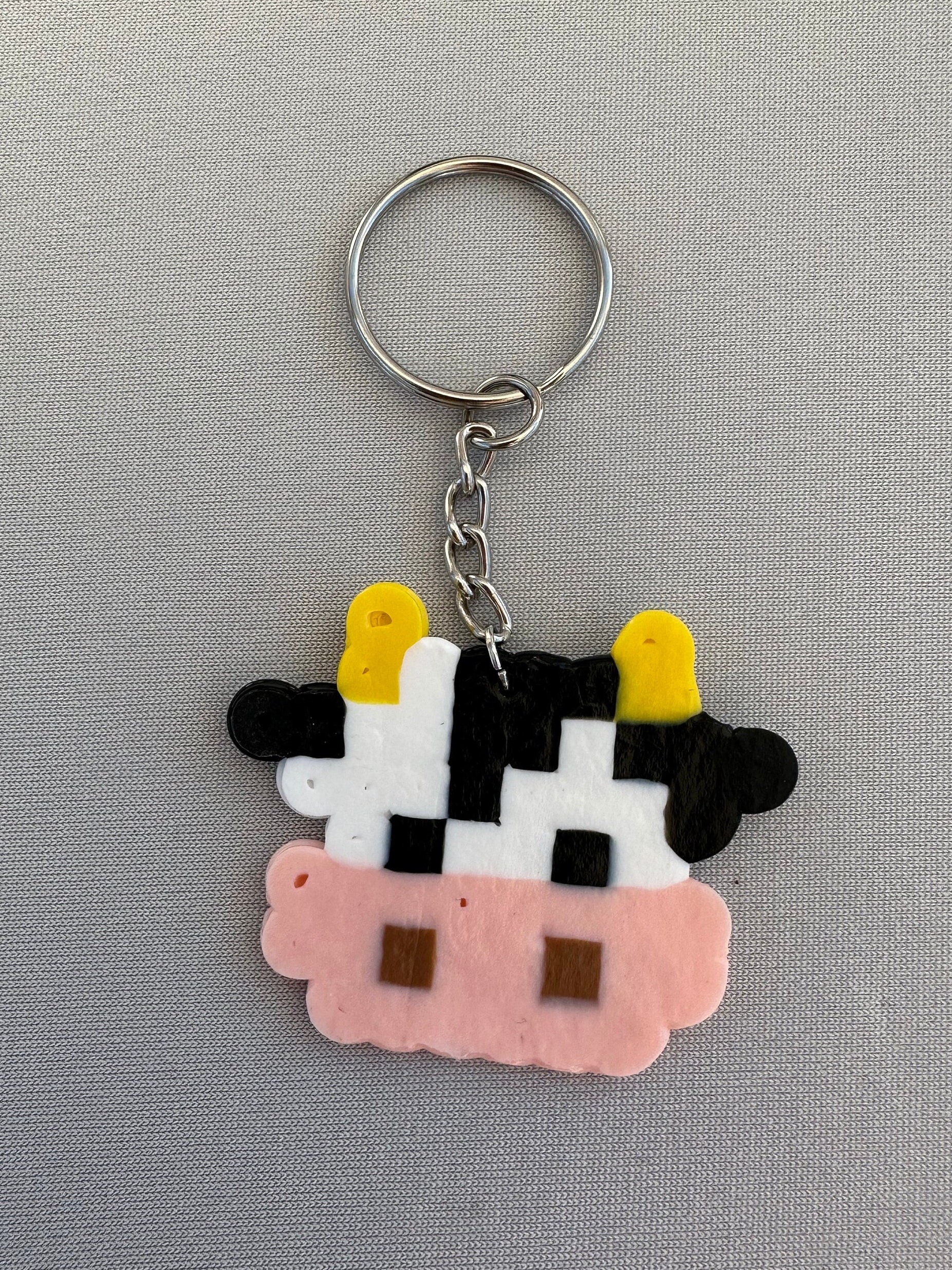 Cute Cow Perler Bead Keychain - Etsy