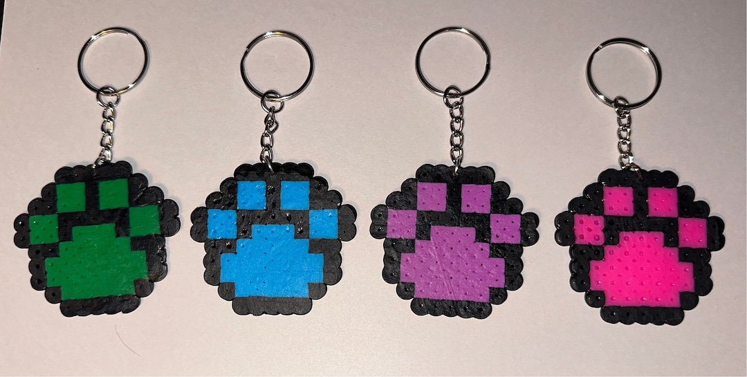 Paw Print Perler Bead Keychain - Etsy