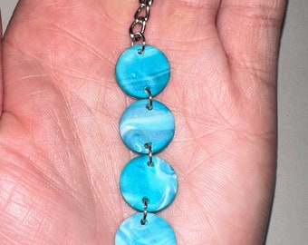 Turquoise and Blue Beaded Polymer Clay Keychain - Etsy