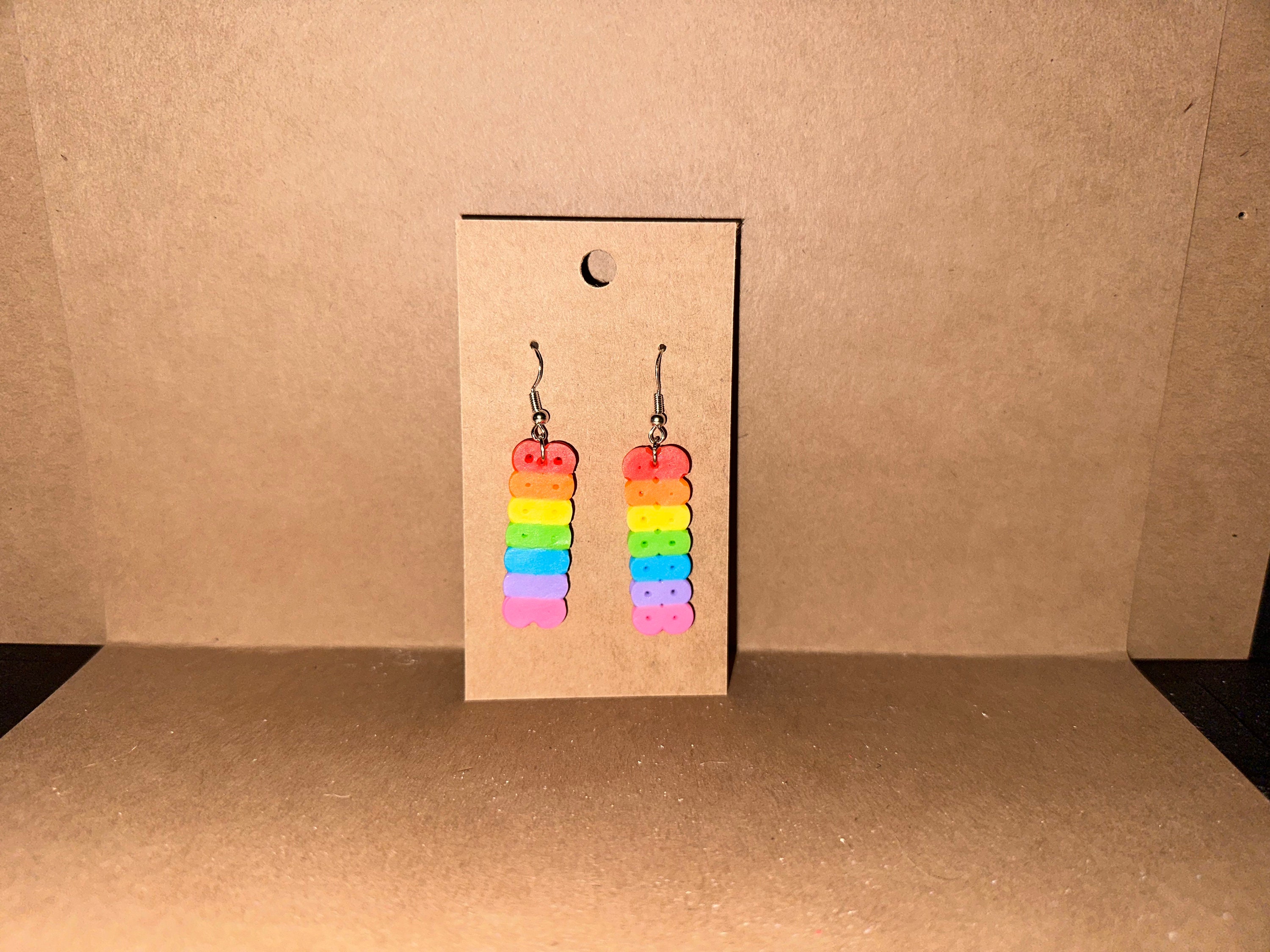 Rainbow Perler Bead Earrings - Etsy