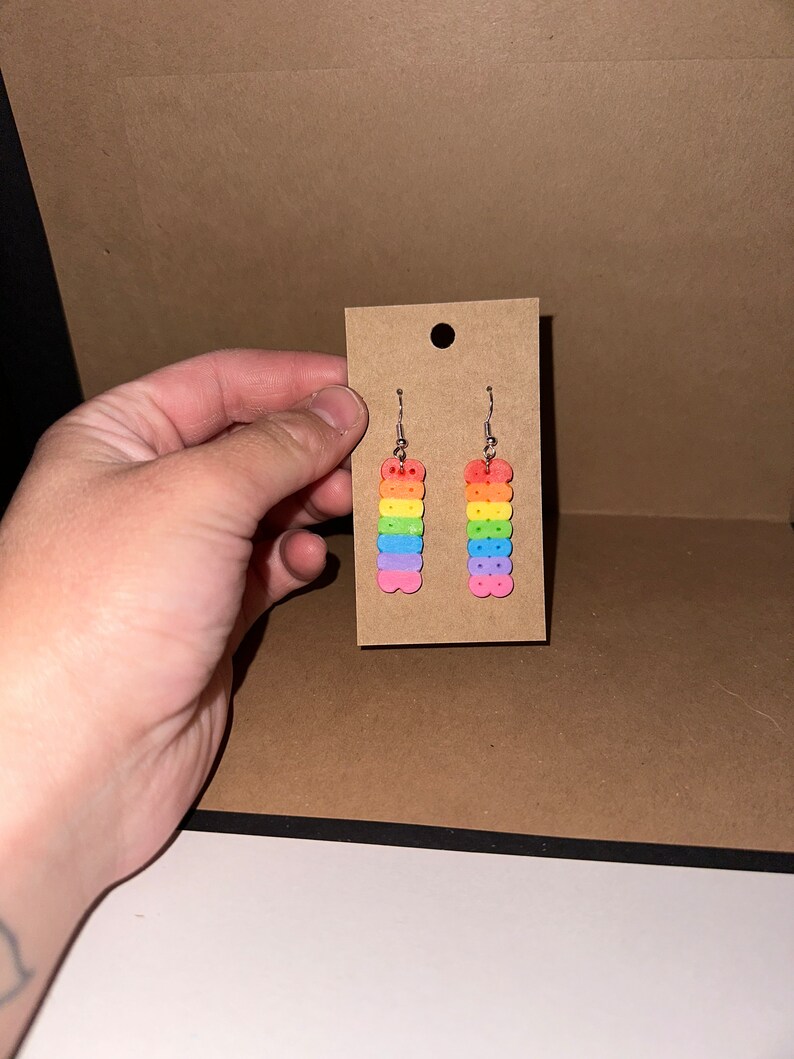 Rainbow Perler Bead Earrings - Etsy