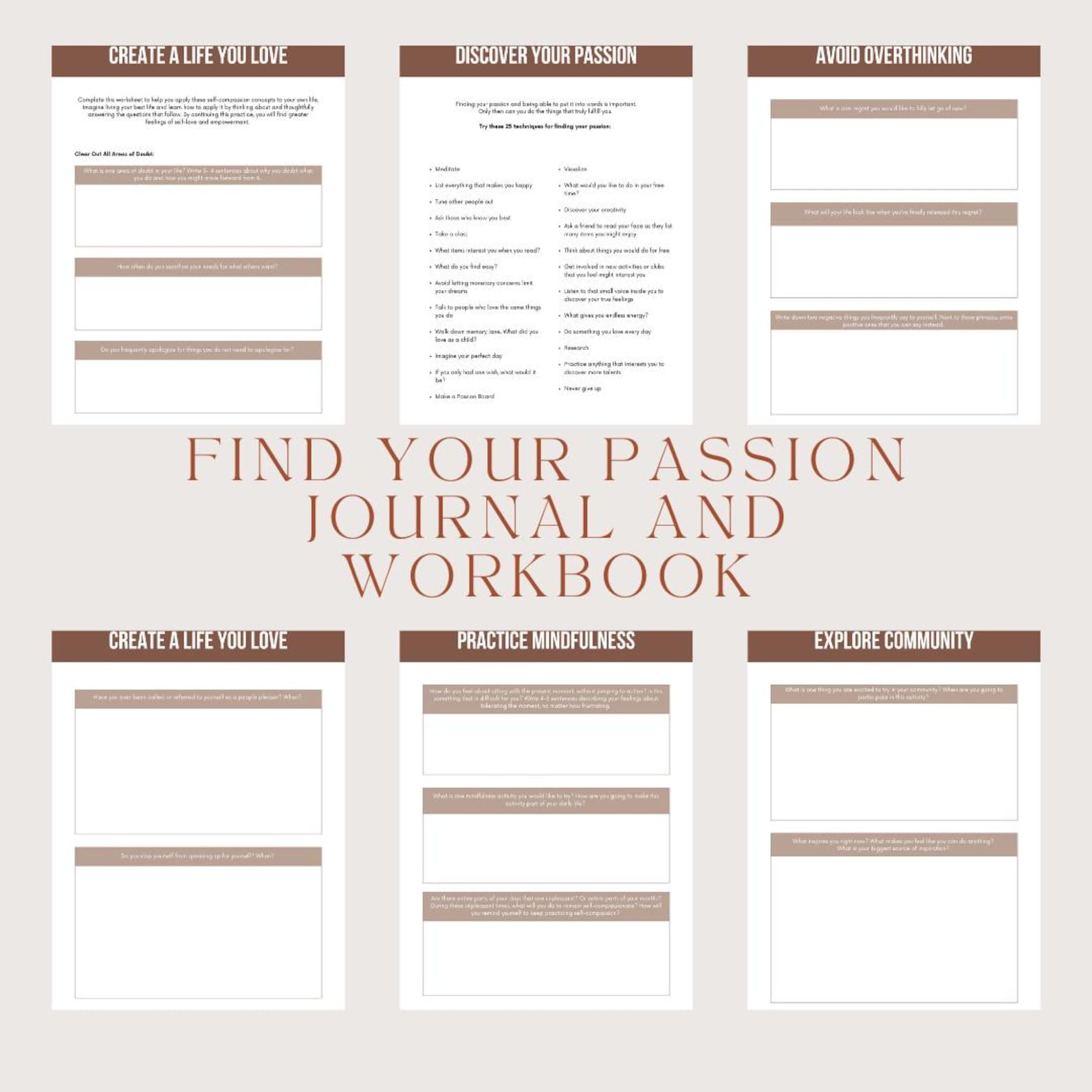 Find Your Passion Journal & Workbook, Self-discovery Guide, Digital ...