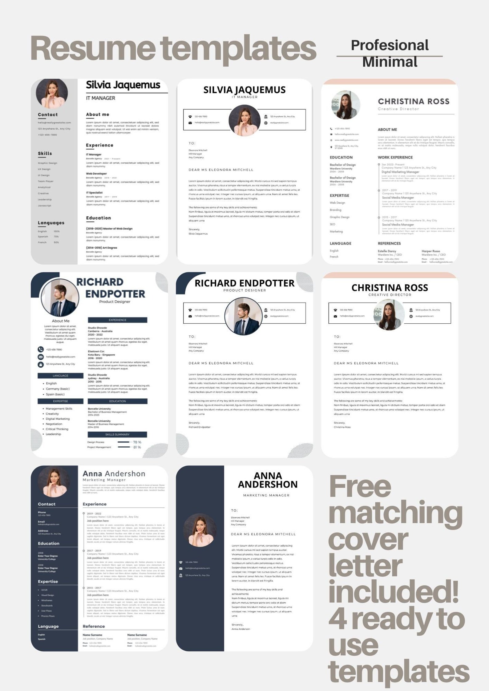 Professional One-page Resume Template, Editable Resume and Cover Letter ...
