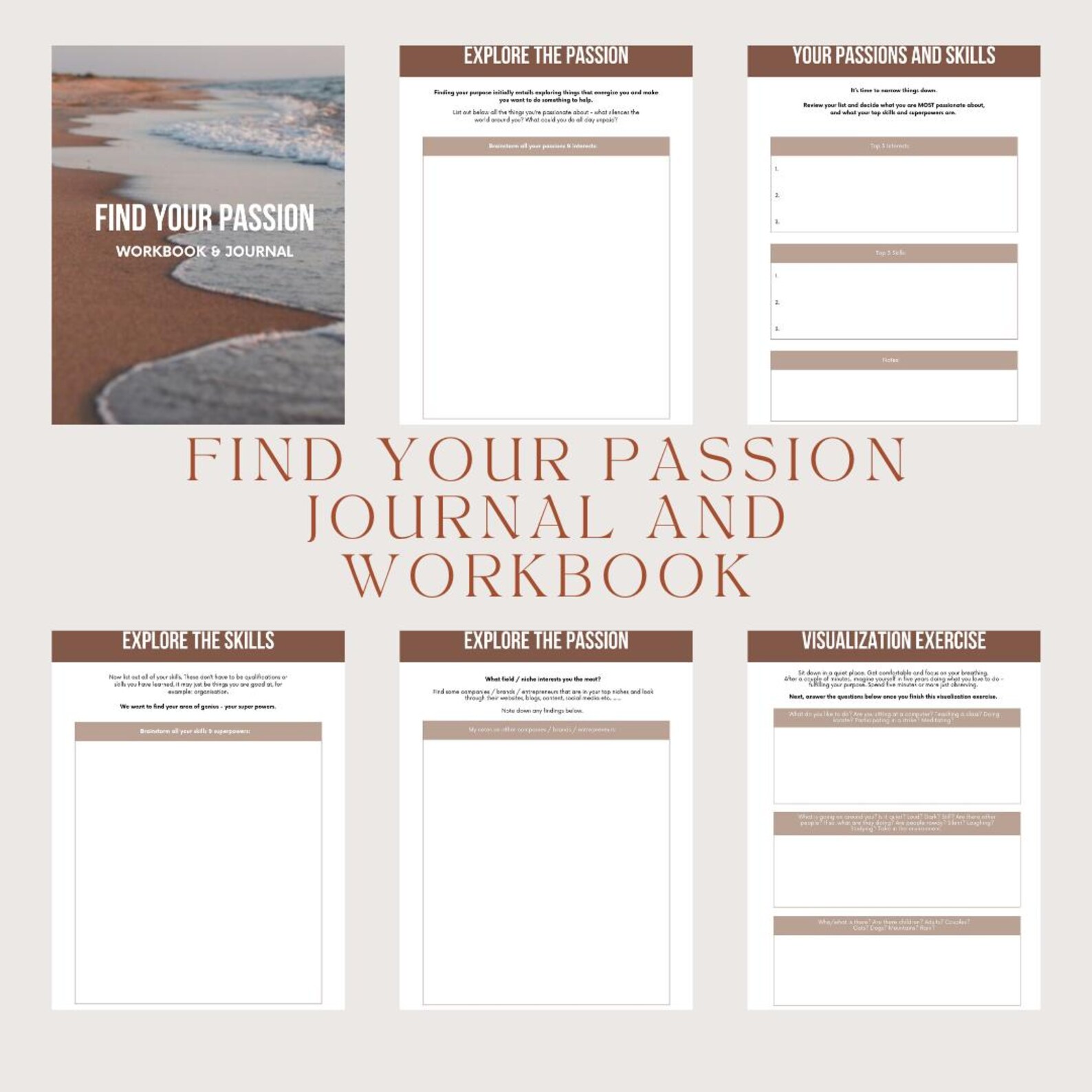 Find Your Passion Journal & Workbook, Self-discovery Guide, Digital ...