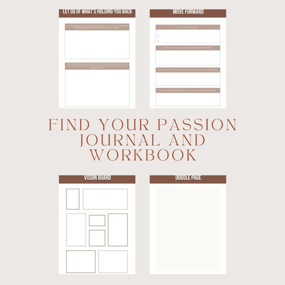Find Your Passion Journal & Workbook, Self-discovery Guide, Digital ...