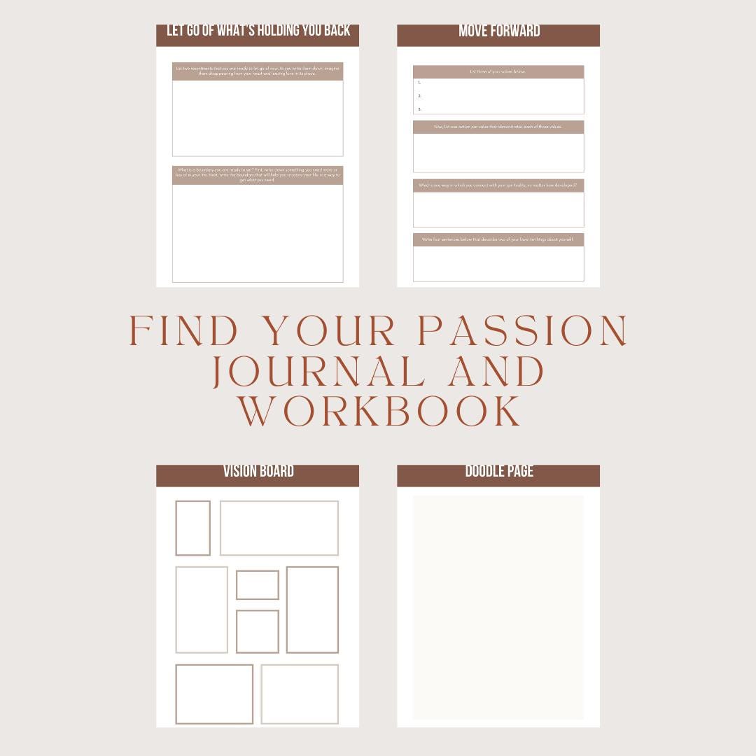 Find Your Passion Journal & Workbook, Self-discovery Guide, Digital ...