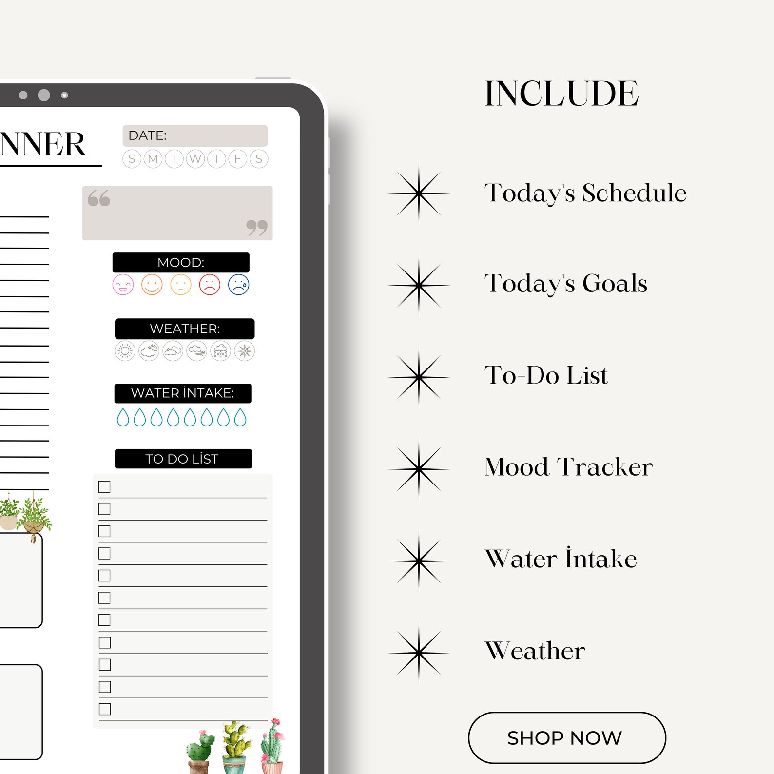 Simple Daily Planner | Printable Minimalist To-do List | Hourly ...