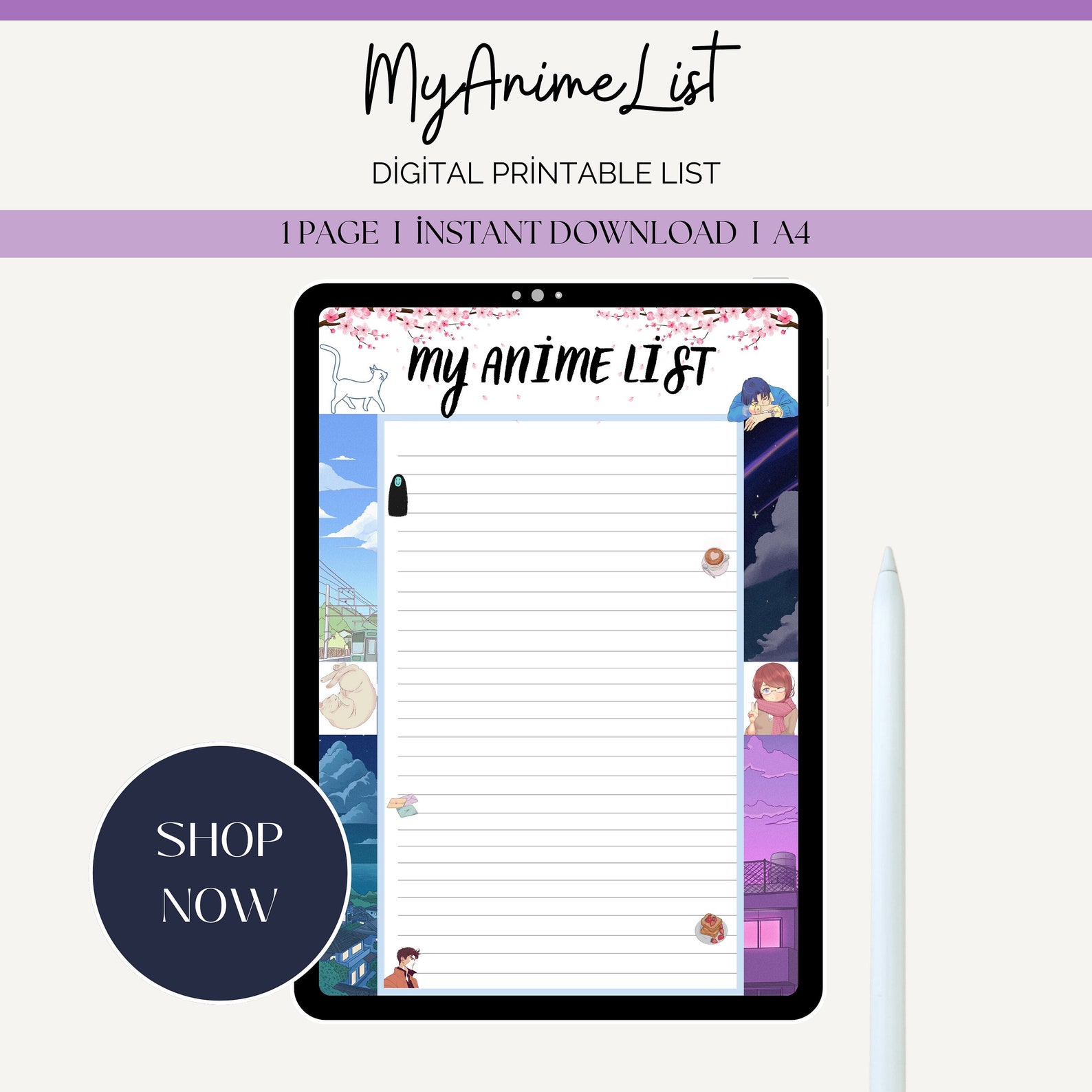 Printable My Anime List / Digital Download - Etsy