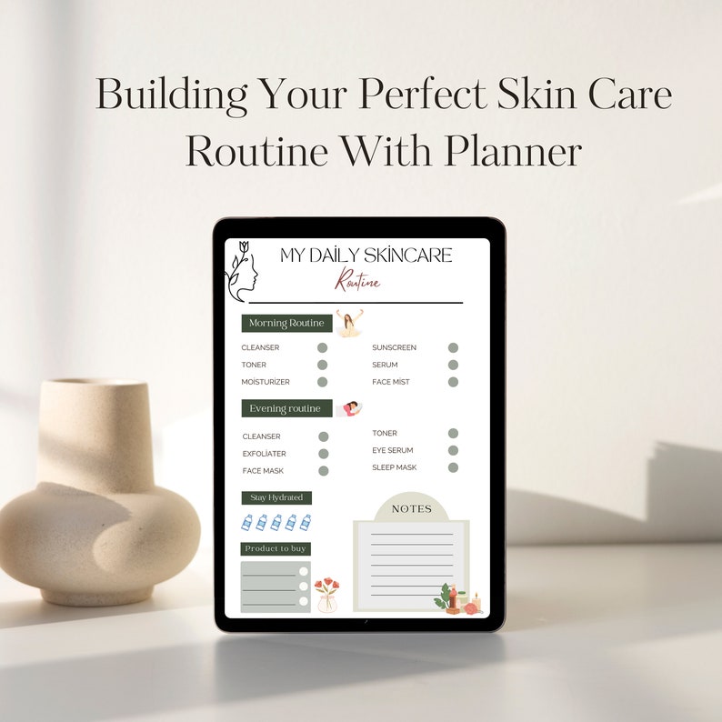 Skincare Routine Planner | Daily Skin Tracker PDF | Morning & Night ...