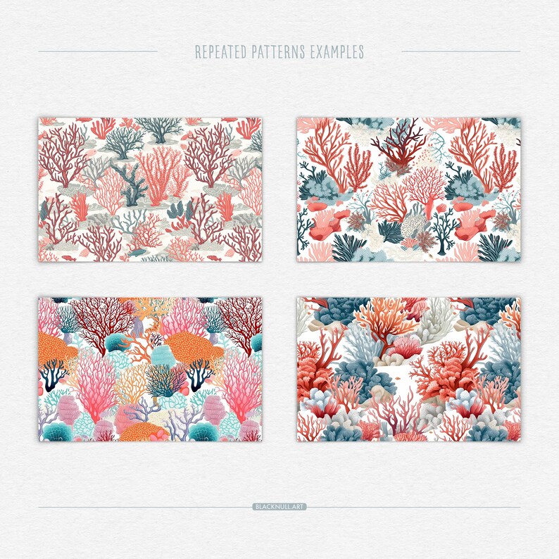 Coral Reef Digital Papers, Ocean-themed Seamless Patterns With Sea Life ...