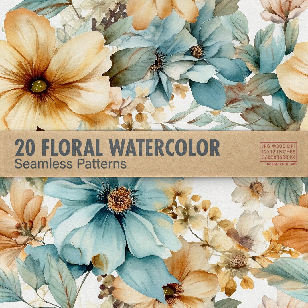 Floral Watercolor Digital Paper, Wild Flowers Seamless Patterns, Flower ...