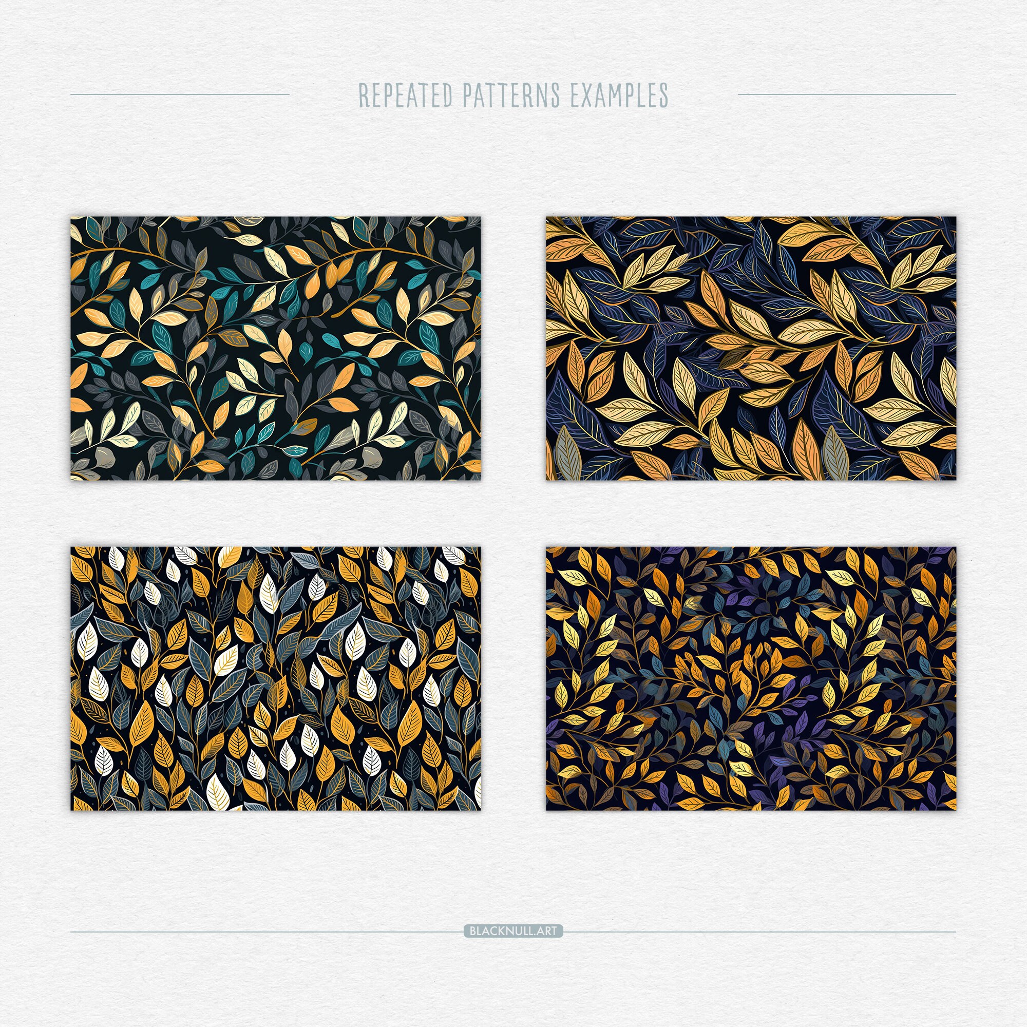 Whimsical Leaves Seamless Patterns, Nature-inspired Digital Paper for ...