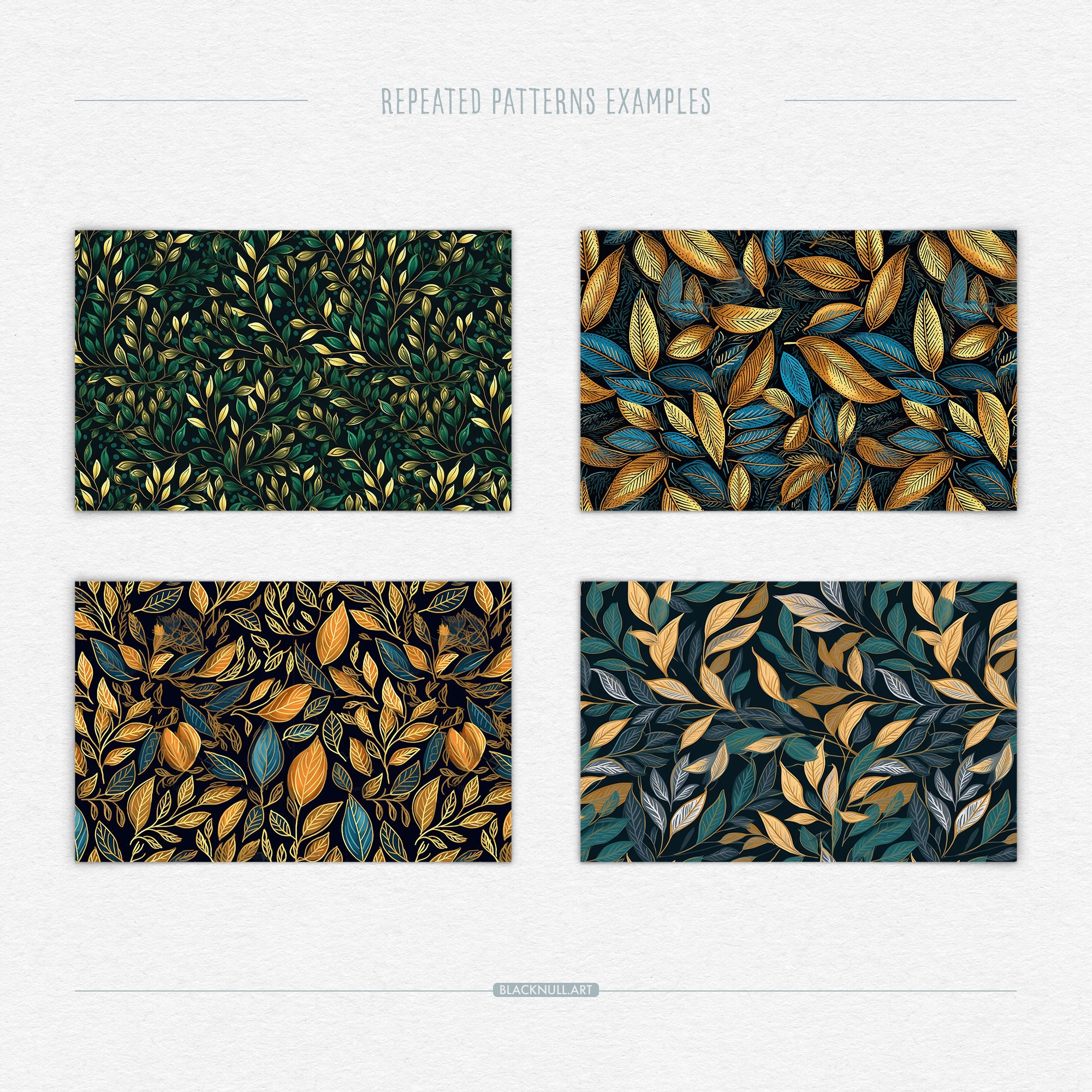 Whimsical Leaves Seamless Patterns, Nature-inspired Digital Paper for ...
