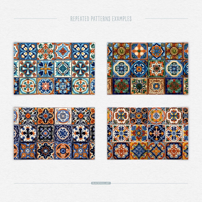 Vibrant Mexican Tiles Digital Paper, Talavera Repeatable Patterns ...