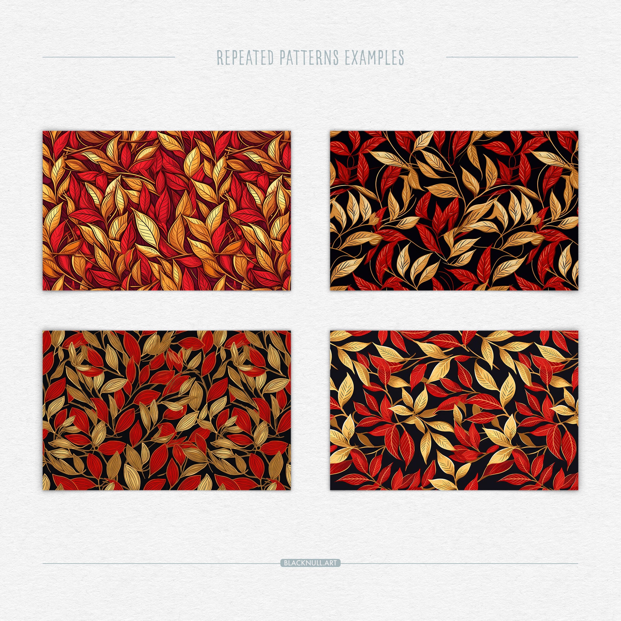 Whimsical Leaves Seamless Patterns, Nature-inspired Digital Paper for ...