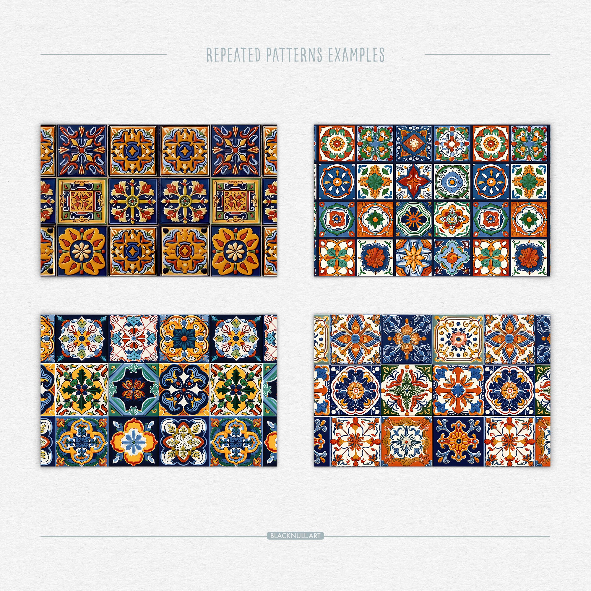 Vibrant Mexican Tiles Digital Paper, Talavera Repeatable Patterns ...