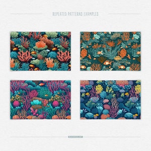 Coral Reef Digital Papers, Ocean-themed Seamless Patterns With Sea Life ...
