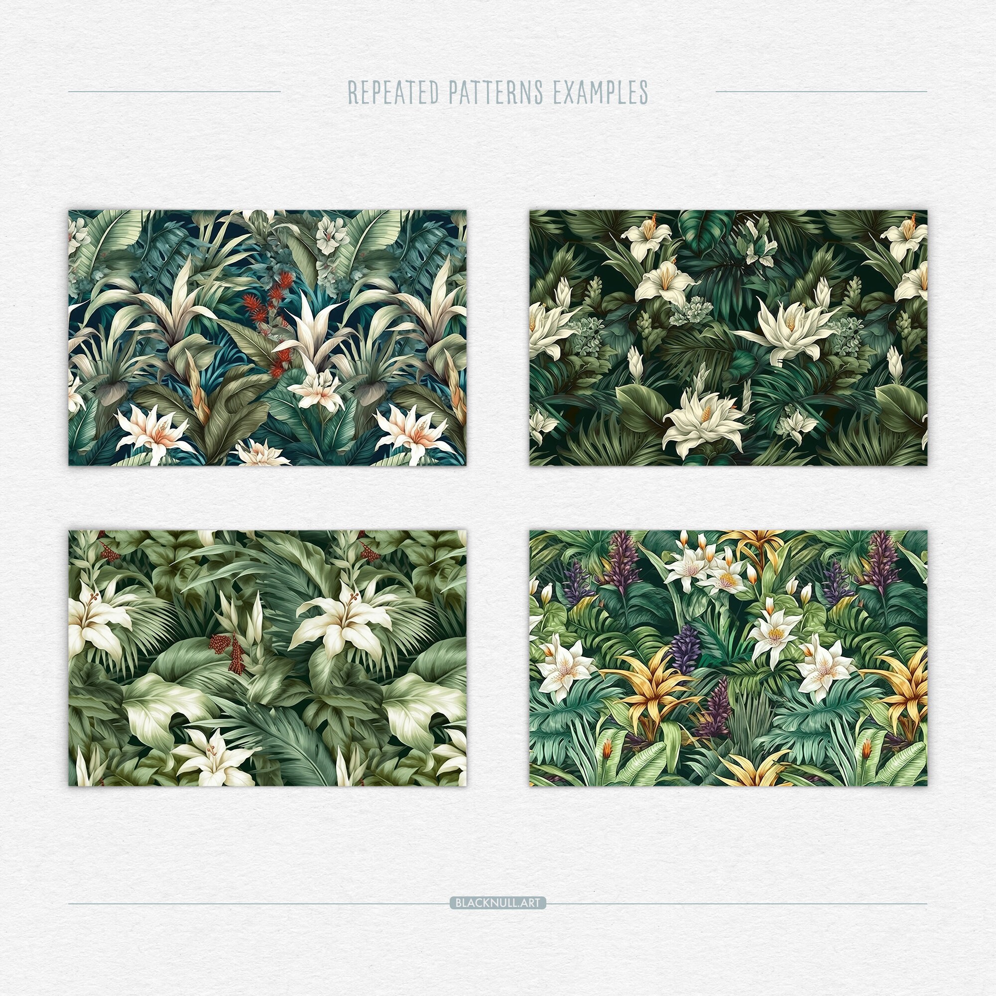 Watercolor Tropical Jungle Digital Paper, Exotic Greenery Seamless ...
